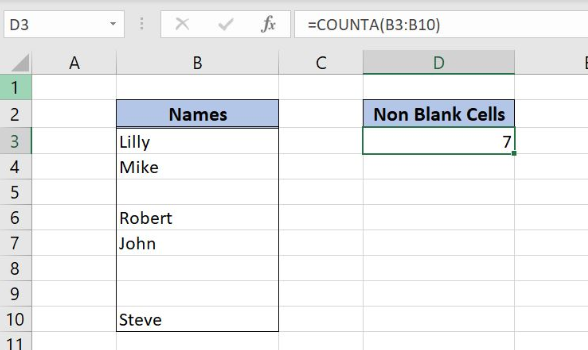 How to Use COUNTA to Count Cells That Are Not Blank- Excelchat