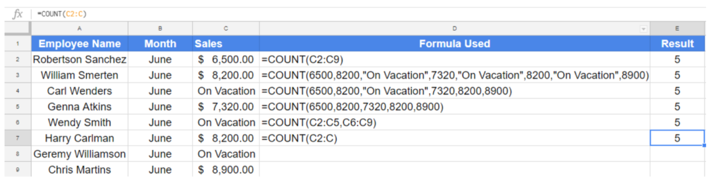 How to Use the Count Function in Google Sheets | Excelchat