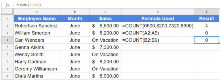 How to Use the Count Function in Google Sheets | Excelchat