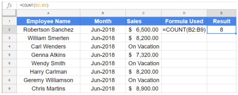 How to Use the Count Function in Google Sheets | Excelchat