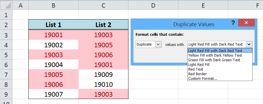 Compare two columns in excel conditional formatting - minttyred