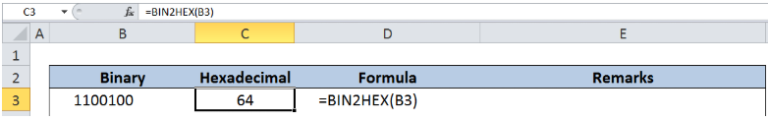How to use the Excel BIN2HEX function