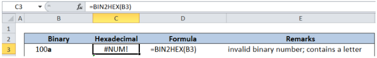 How to use the Excel BIN2HEX function
