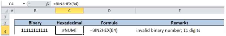 How to use the Excel BIN2HEX function