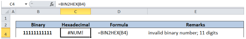 How to use the Excel BIN2HEX function