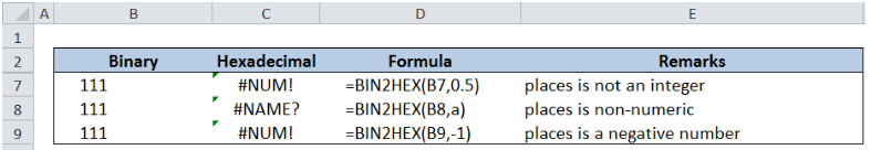 How to use the Excel BIN2HEX function