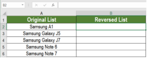 Excel formula: Reverse a list or range