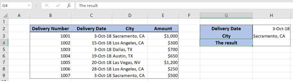Excel formula: Count if row meets multiple internal criteria