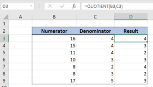 How to use the Excel QUOTIENT function