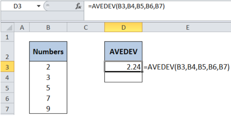 How to use the Excel AVEDEV function