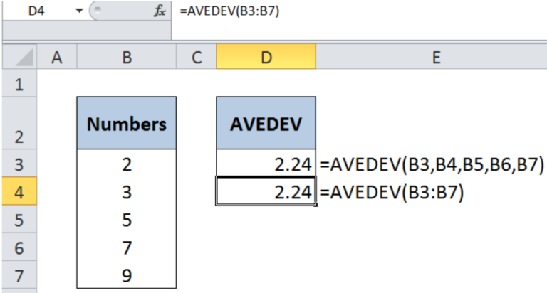 How to use the Excel AVEDEV function