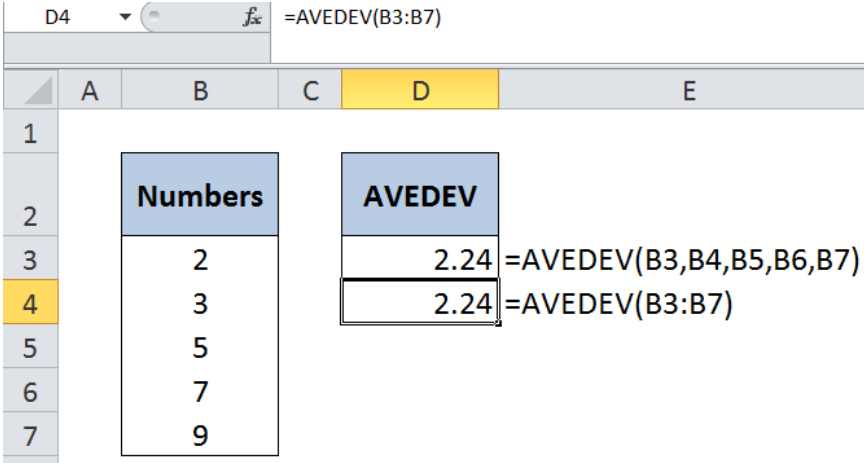 How to use the Excel AVEDEV function