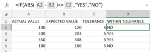 Excel formula: Value is within tolerance - Excelchat