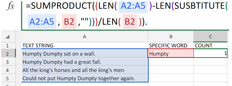 Excel formula: Count specific words in a range - Excelchat