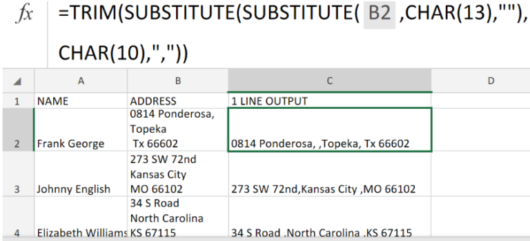 Excel formula: Remove line breaks