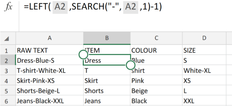 Excel formula: Split text string at specific character