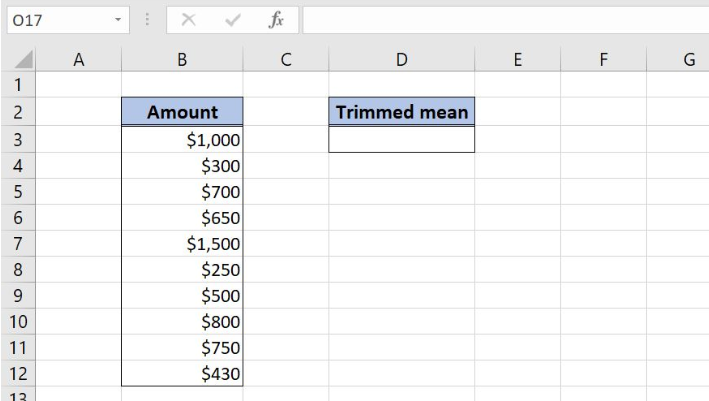 How to use the Excel TRIMMEAN function