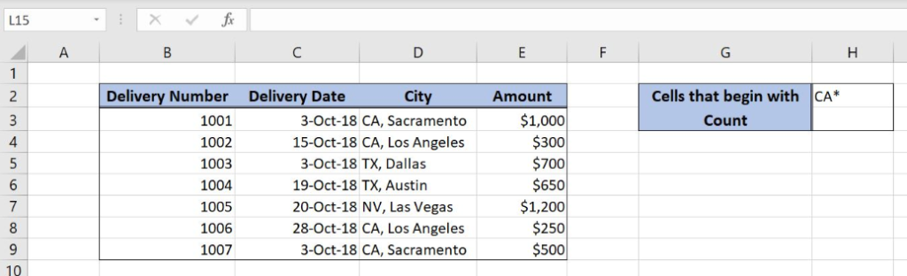 How to count cells that begin with a specific text using a formula in Excel