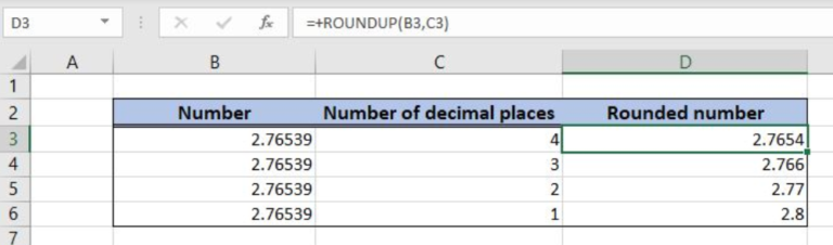 How to round a number up with ROUNDUP function