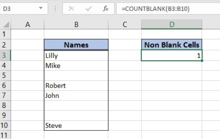 How to use the Excel COUNTBLANK function