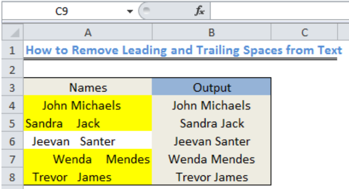 How To Remove Leading And Trailing Spaces From Text