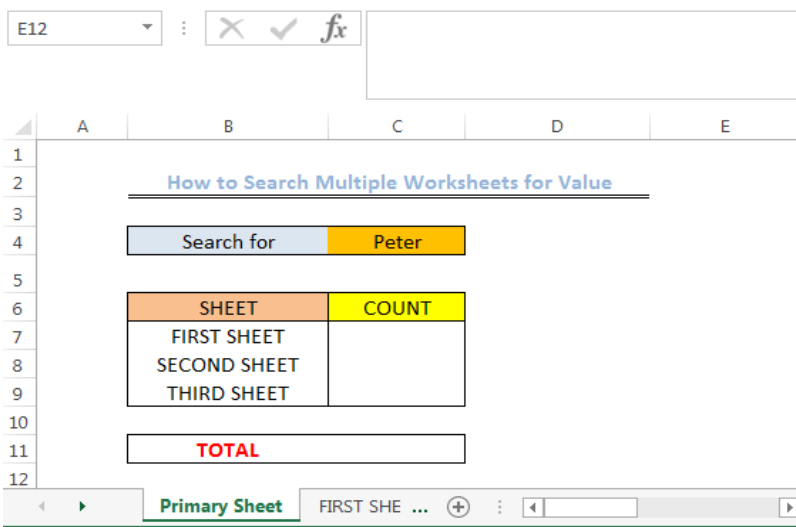 Excel formula: Search multiple worksheets for value