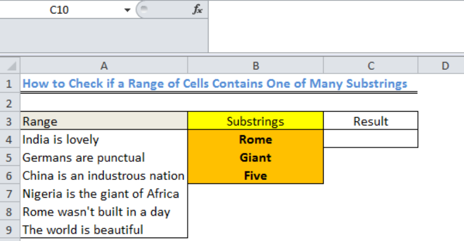 Excel formula: Range contains one of many substrings - Excelchat