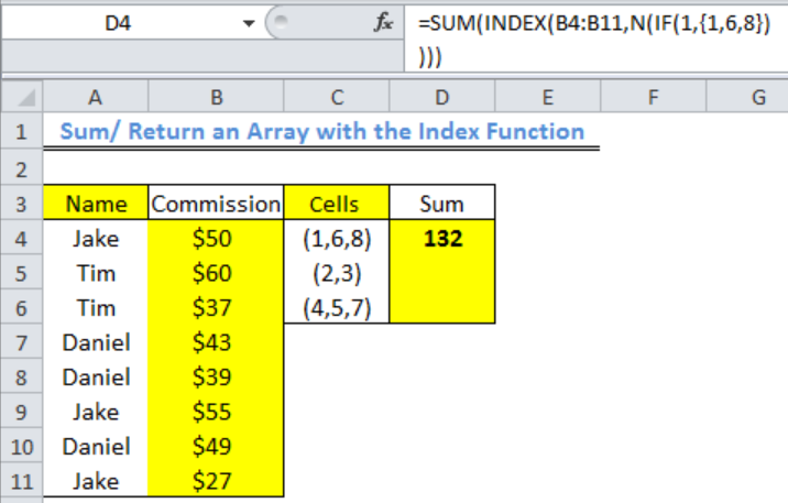 Excel formula: Sum/Return an Array with the Index Function - Excelchat