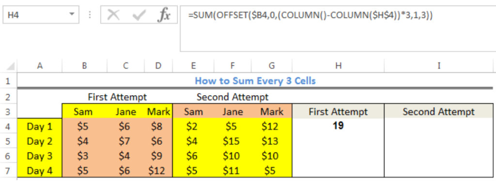 Excel formula: Sum every 3 cells - Excelchat