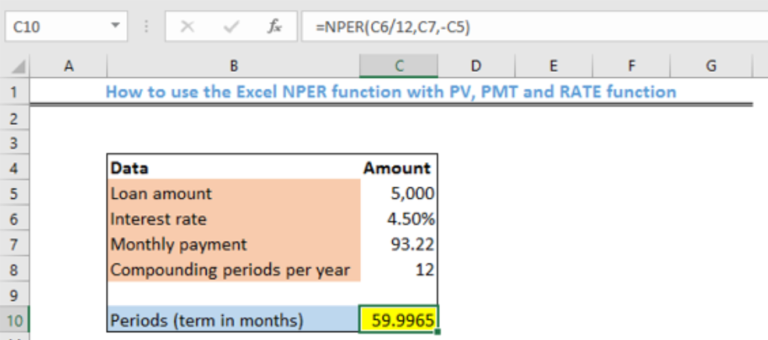 Excel Formula: How to use the Excel NPER function - Excelchat