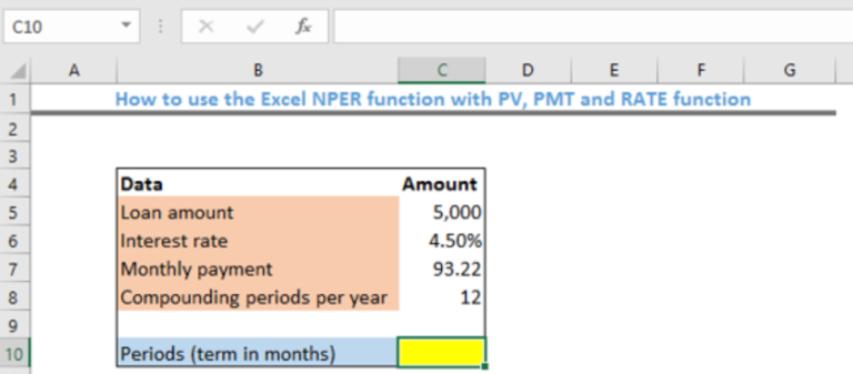 Excel Formula: How to use the Excel NPER function - Excelchat