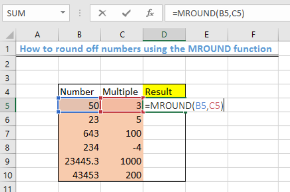 How to use the Excel MROUND function - Excelchat