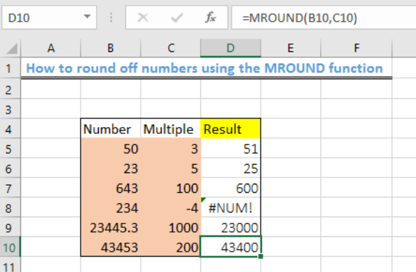 How to use the Excel MROUND function - Excelchat