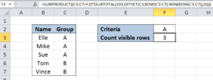 Excel formula: Count visible rows only with criteria - Excelchat
