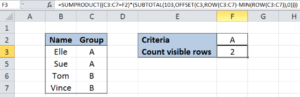 Excel formula: Count visible rows only with criteria - Excelchat