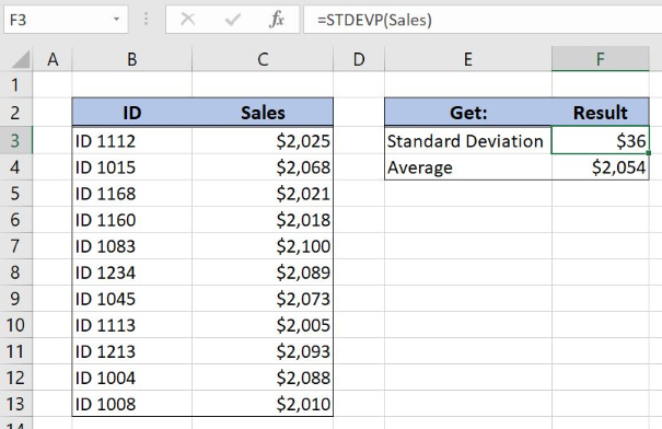 How to use the Excel STDEVP function