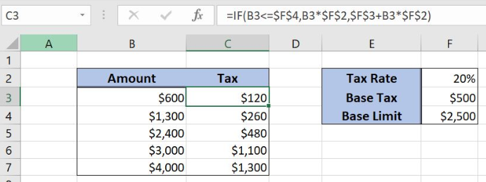 Tax rate calculation with fixed base