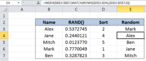 Excel formula: Random sort formula