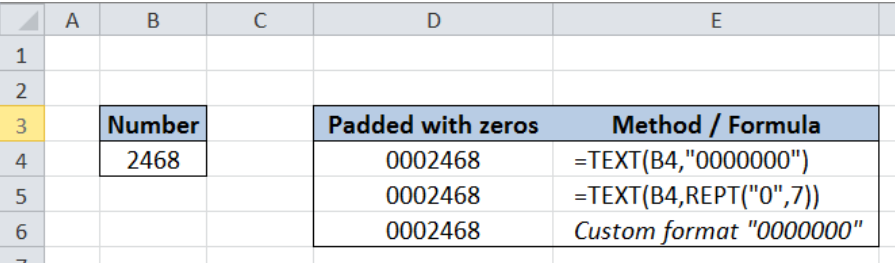 Excel formula: Pad a number with zeros - Excelchat