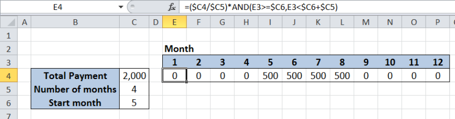 Excel formula: Split payment across months - Excelchat