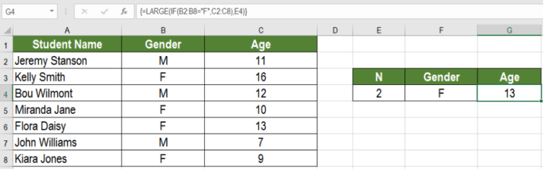 Excel formula: nth largest value with criteria - Excelchat