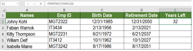 Excel formula: Calculate retirement date - Excelchat