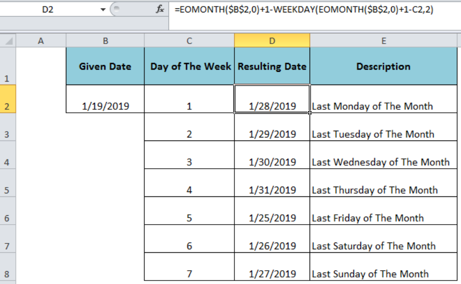 Excel formula: Get last weekday in month - Excelchat