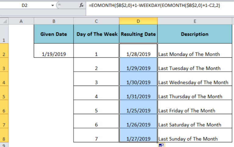 Excel formula: Get last weekday in month - Excelchat