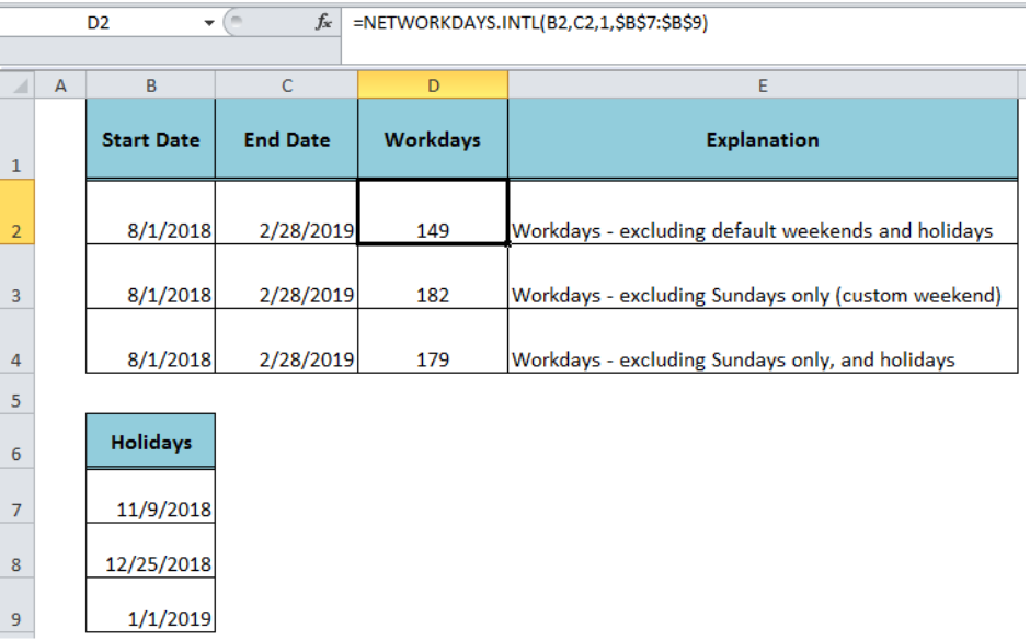 How to use the Excel NETWORKDAYS.INTL function