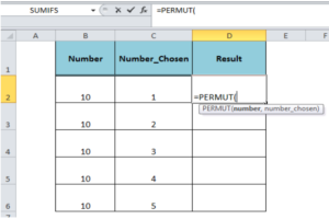 How to use the Excel PERMUT function