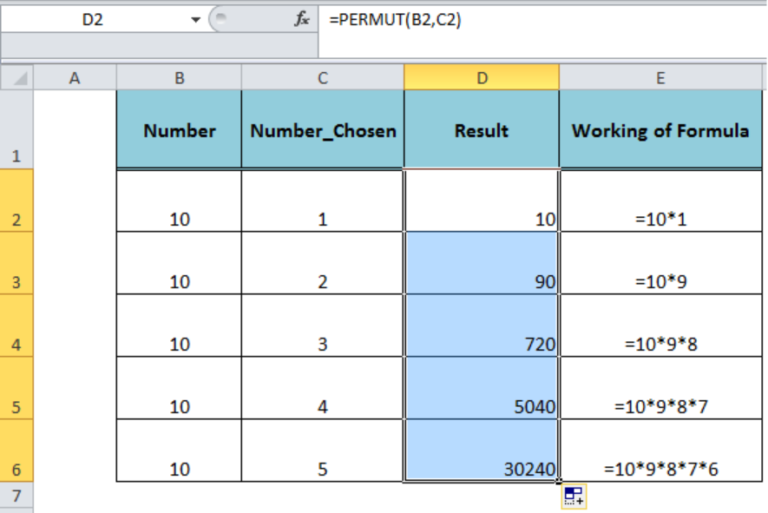 How to use the Excel PERMUT function