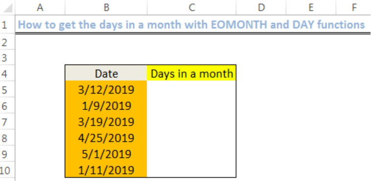 Excel formula: Days in month - Excelchat