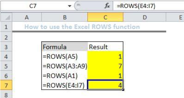Excel Formula: How to use the Excel ROWS function - Excelchat