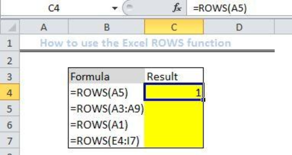 Excel Formula: How to use the Excel ROWS function - Excelchat